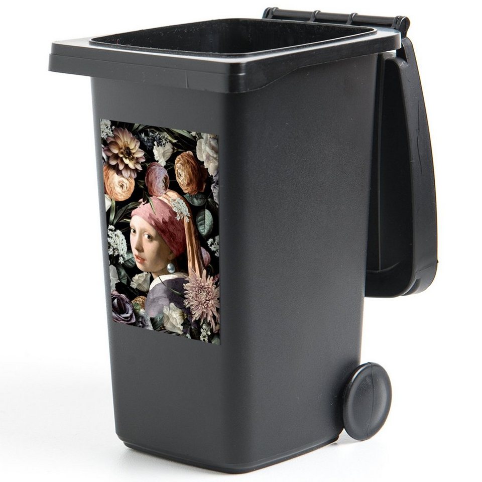 Muchowow Wandsticker Mädchen Mit Perlenohrring Blumen Vermeer