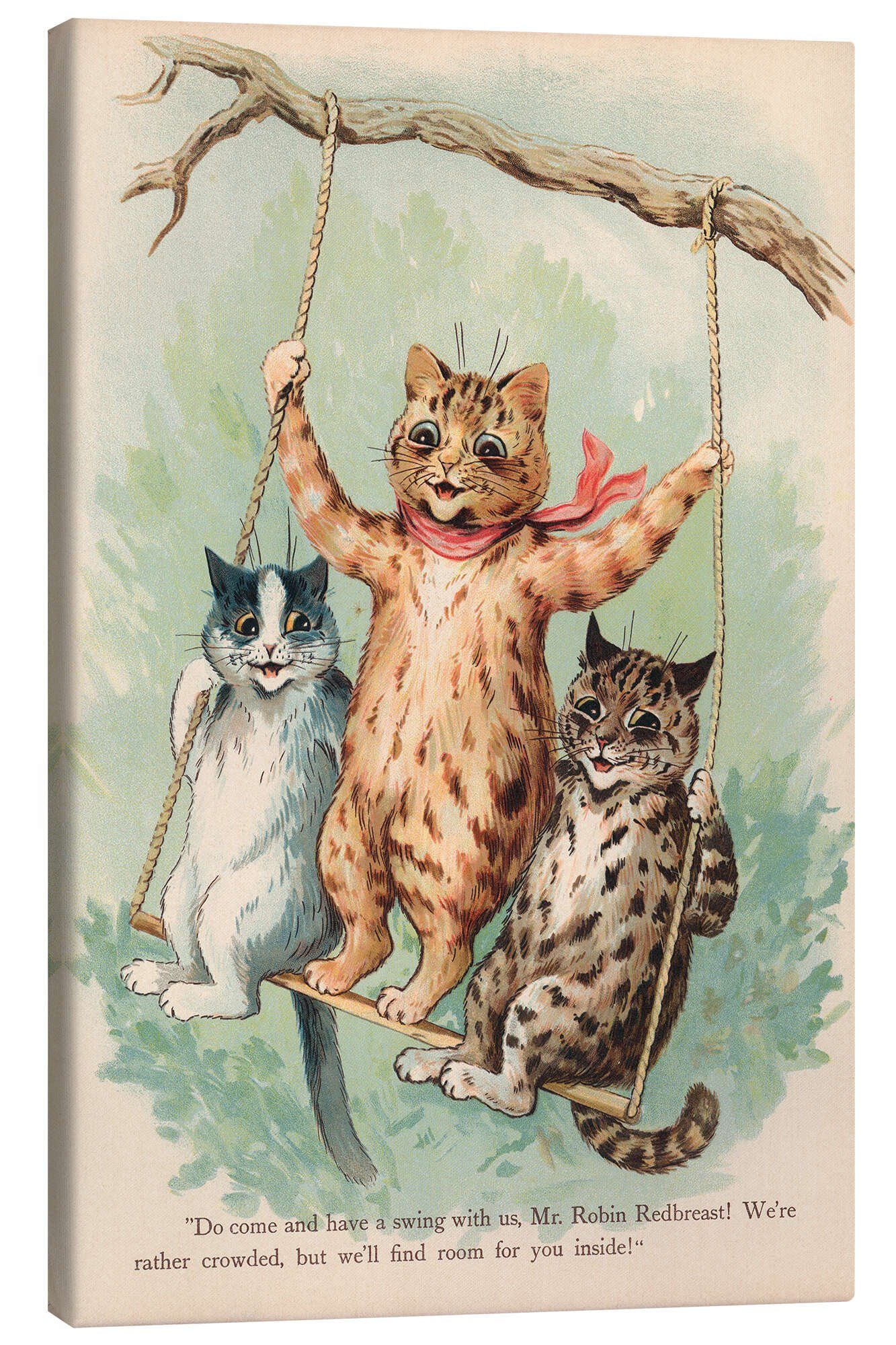 Posterlounge Leinwandbild Louis Wain Katzen Auf Der Schaukel Vintage