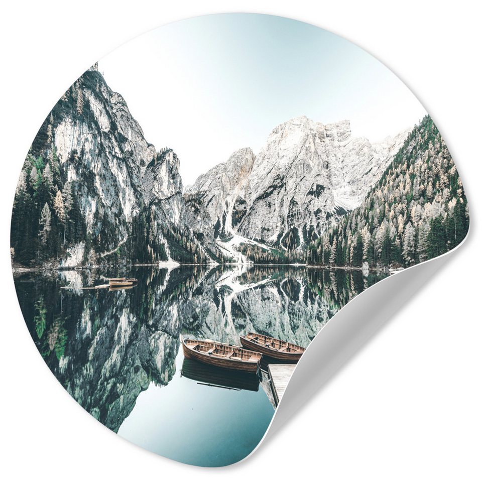 Muchowow Wandsticker Landschaft Boot Winter Berge 1 St