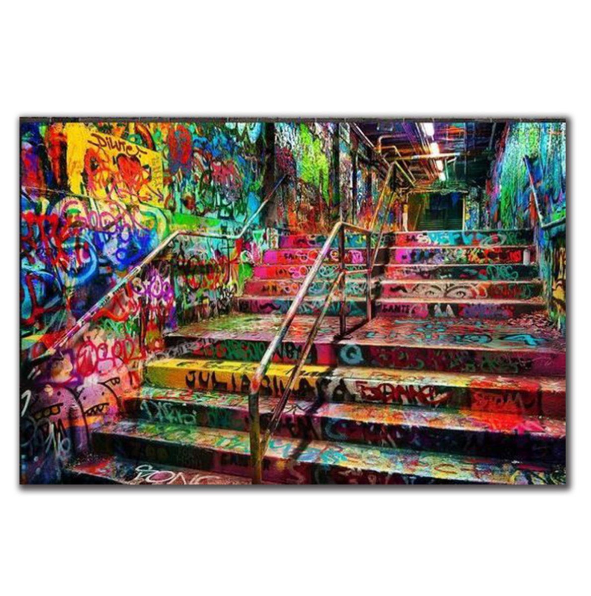 TPFLiving Kunstdruck (OHNE RAHMEN) Poster - Leinwand - Wandbild, Abstrakte Straßen und Treppen ...