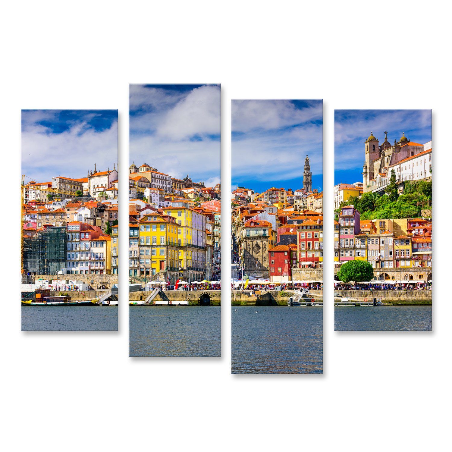 islandburner Leinwandbild Bild auf Leinwand Porto Portugal Skyline Altstadt über den Fluss Douro