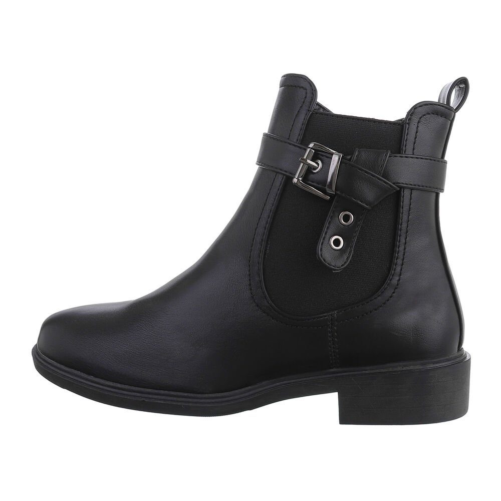 Ital Design Damen Freizeit Stiefelette Blockabsatz Flache Stiefeletten