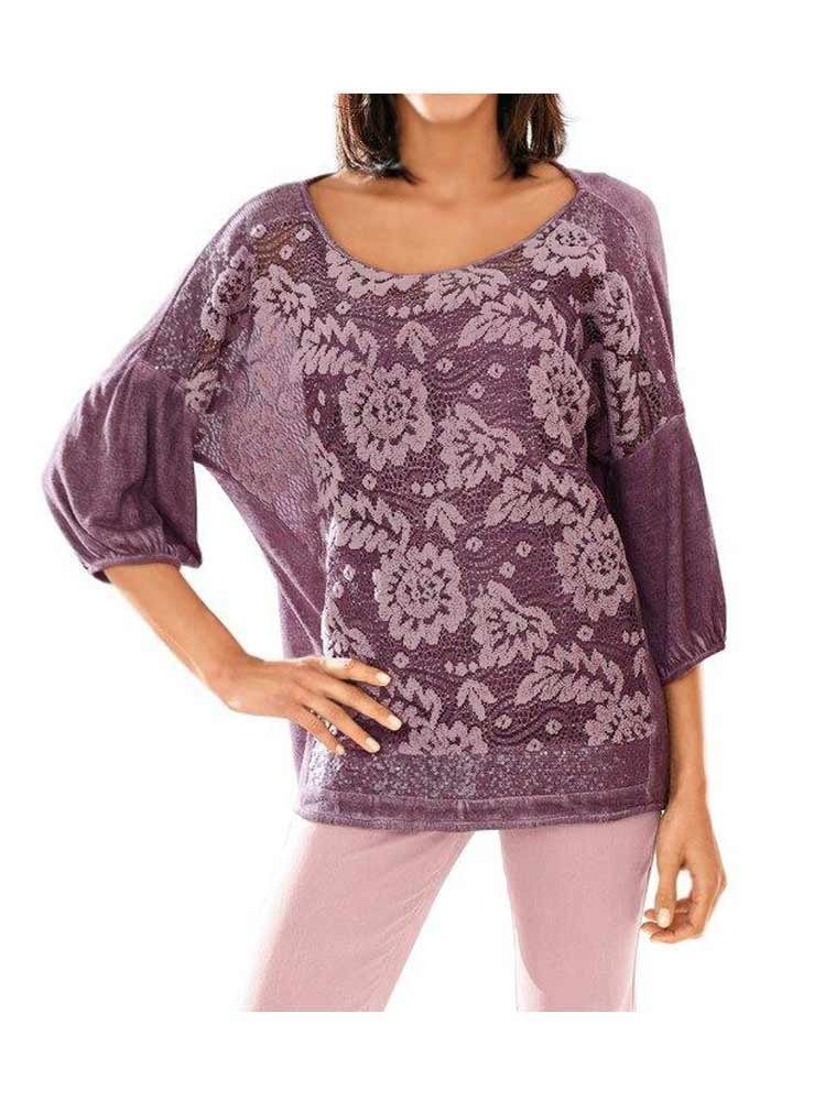 Heine Rundhalsshirt Linea Tesini Damen Designer Shirttop Beere