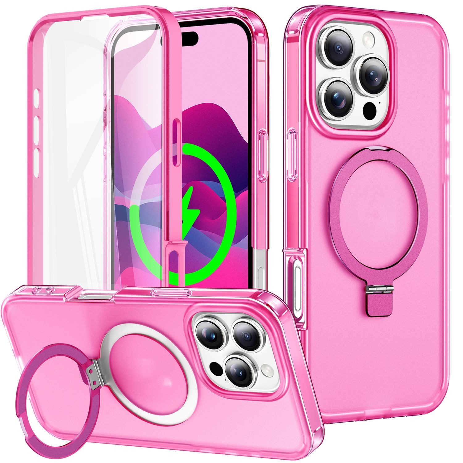 Wigento Handyhülle Für Apple Iphone 16 Pro Skin Feel Magsafe Ring 360