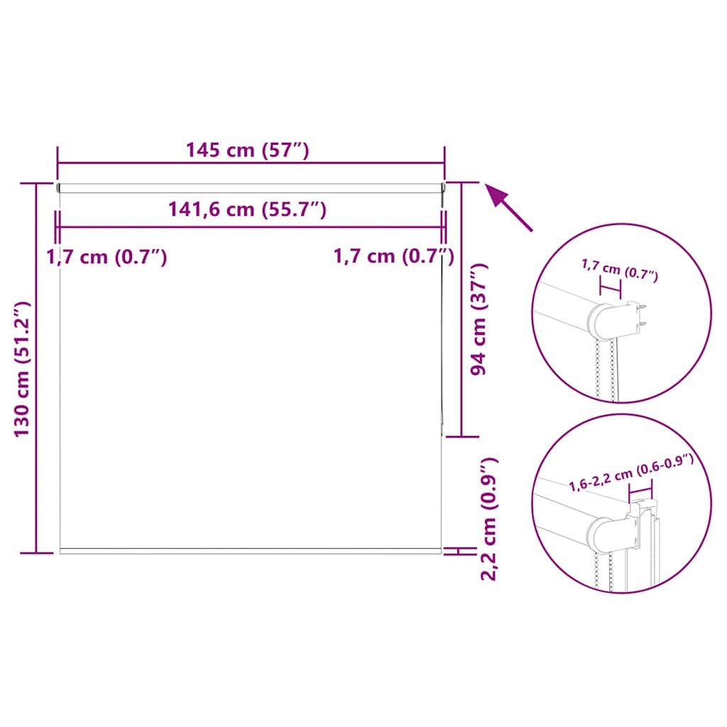 Rollo Verdunkelungsrollo Weiß 145x130cm Stoffbreite 141,6cm Polyester ...