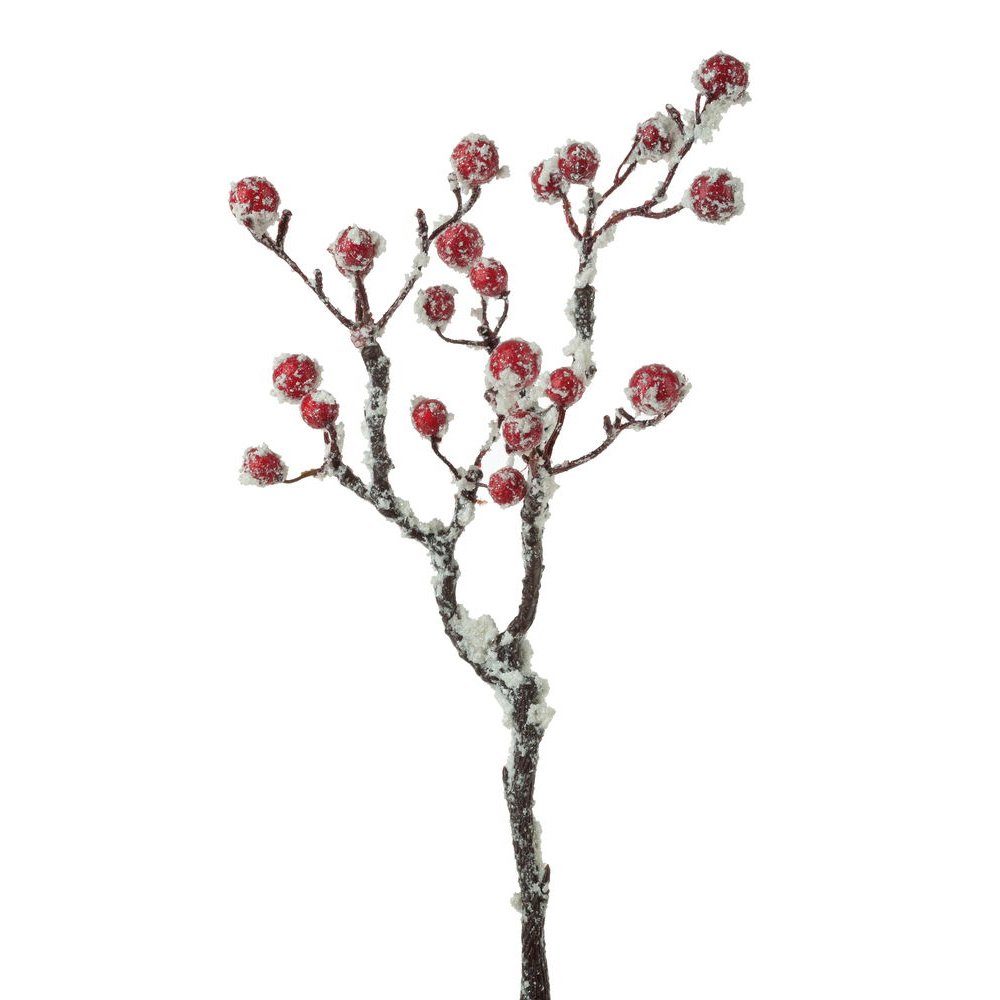 Kunstblume Dekozweig Glitzer Kunstzweig Beschneit Kunststoff 33 Cm