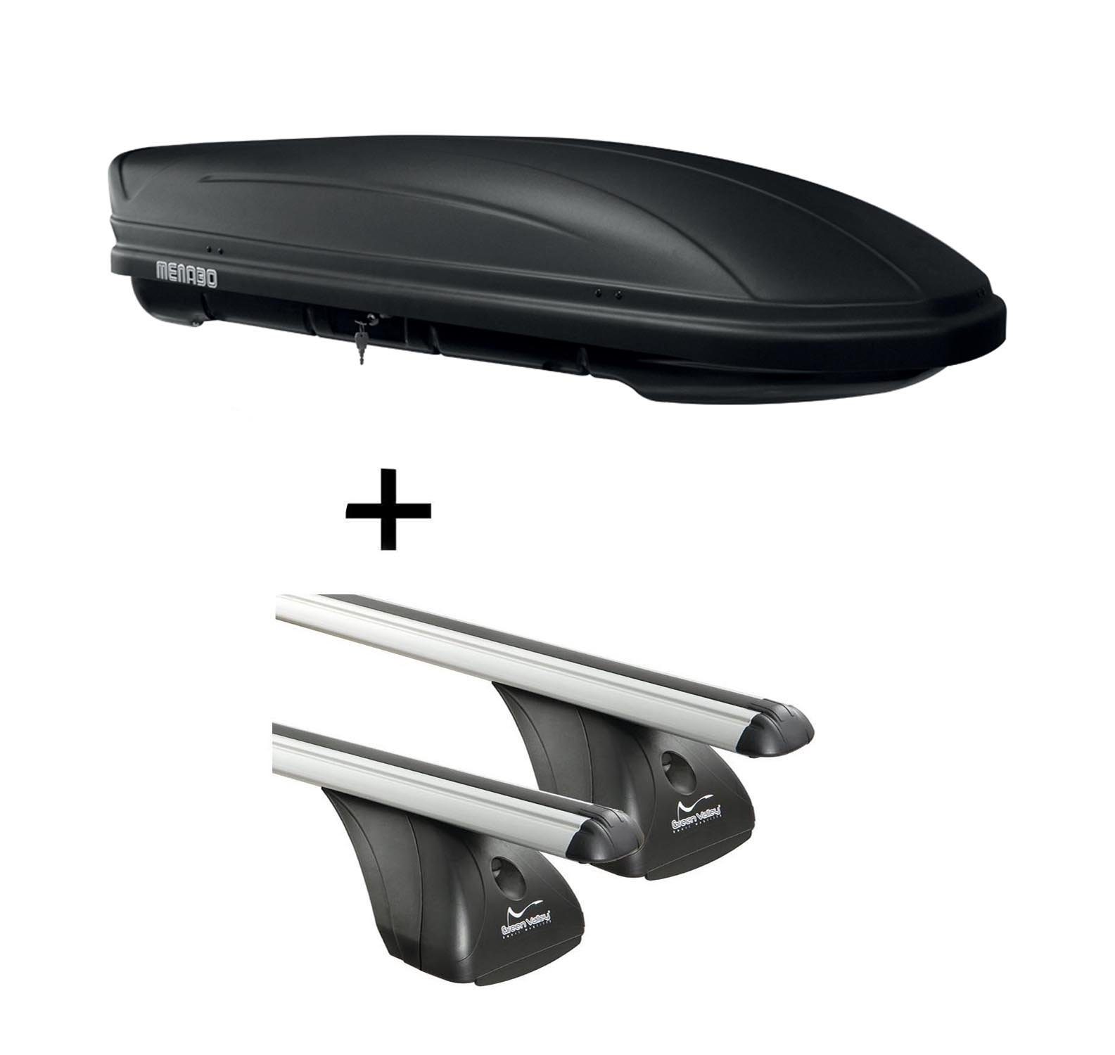 Fahrradhalter, Dachbox MAA 400 Liter matt + Dachträger Original kompatibel mit Skoda Octavia I 4 ...