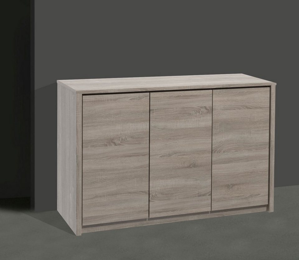 Feldmann Wohnen Sideboard Montana 130cm Eiche Trüffel 3 Türig