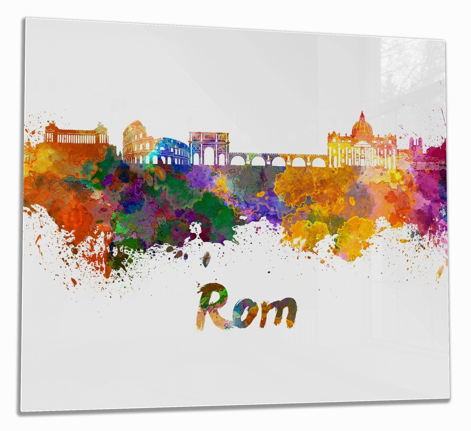 Wallario Herd Abdeckplatte Städte Als Aquarell Skyline Von Rom Esg