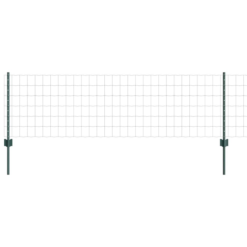 vidaXL Zaun, Zaun mit Pfosten Grün 0,6 x 25 m Stahl und PVC, Gartenzaun