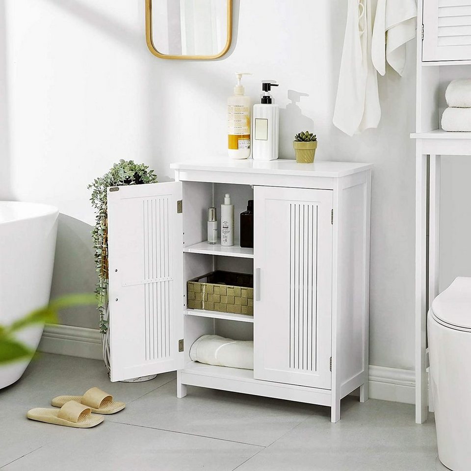 Vasagle Badkommode Bbc52wt Badezimmerschrank 60 X 30 X 80 Cm Mit 2