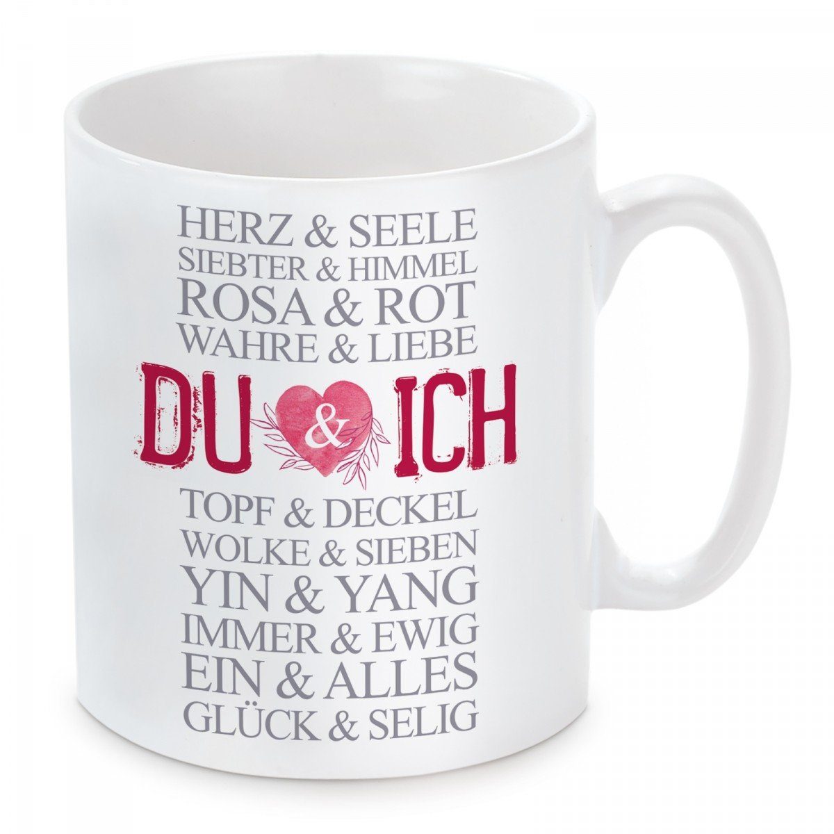 Herzbotschaft Tasse Kaffeebecher Mit Motiv Du And Ich Keramik