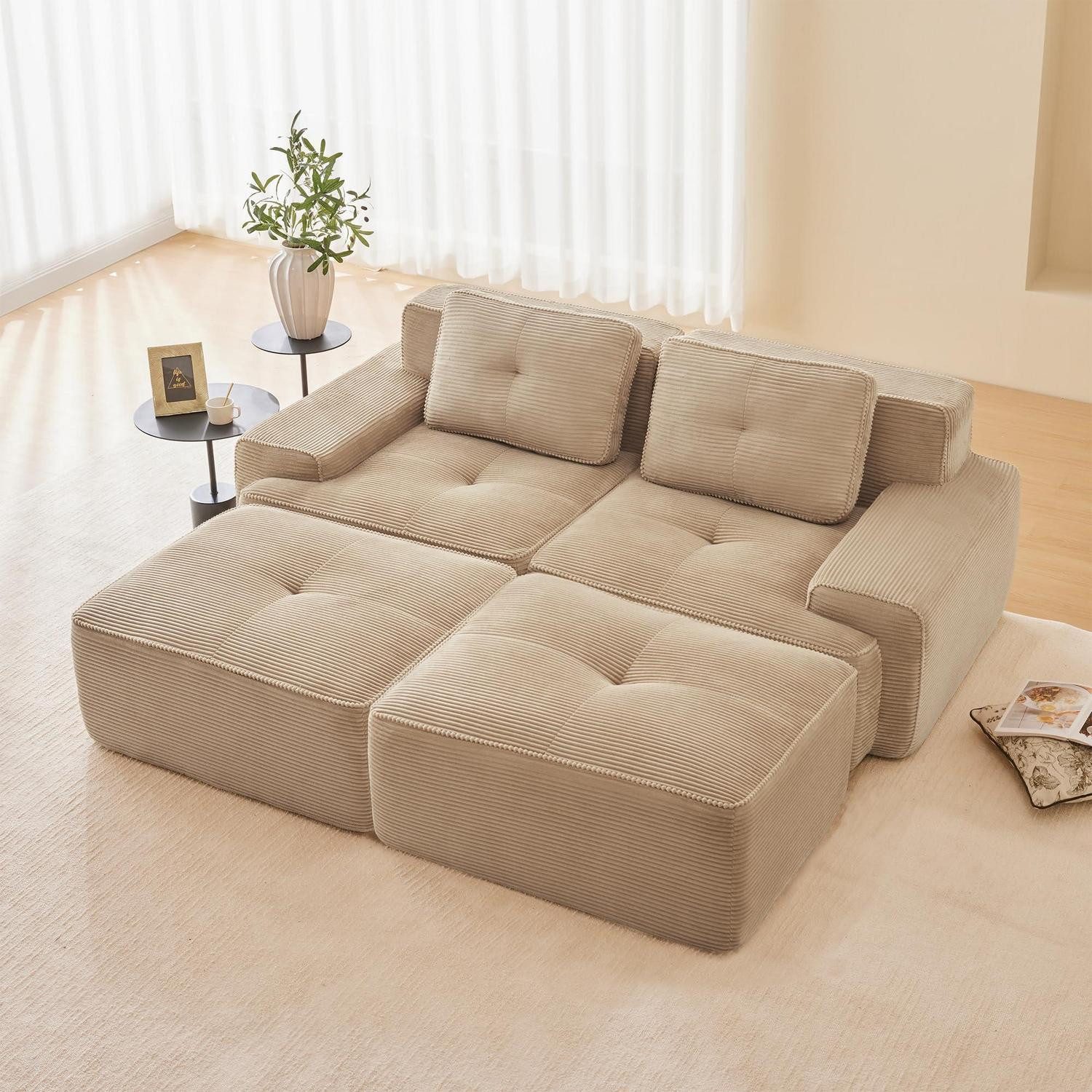 LuxusKollektion Ecksofa Sofa Modular 2 Sitzer Cord Montagefrei Ecksofa ...