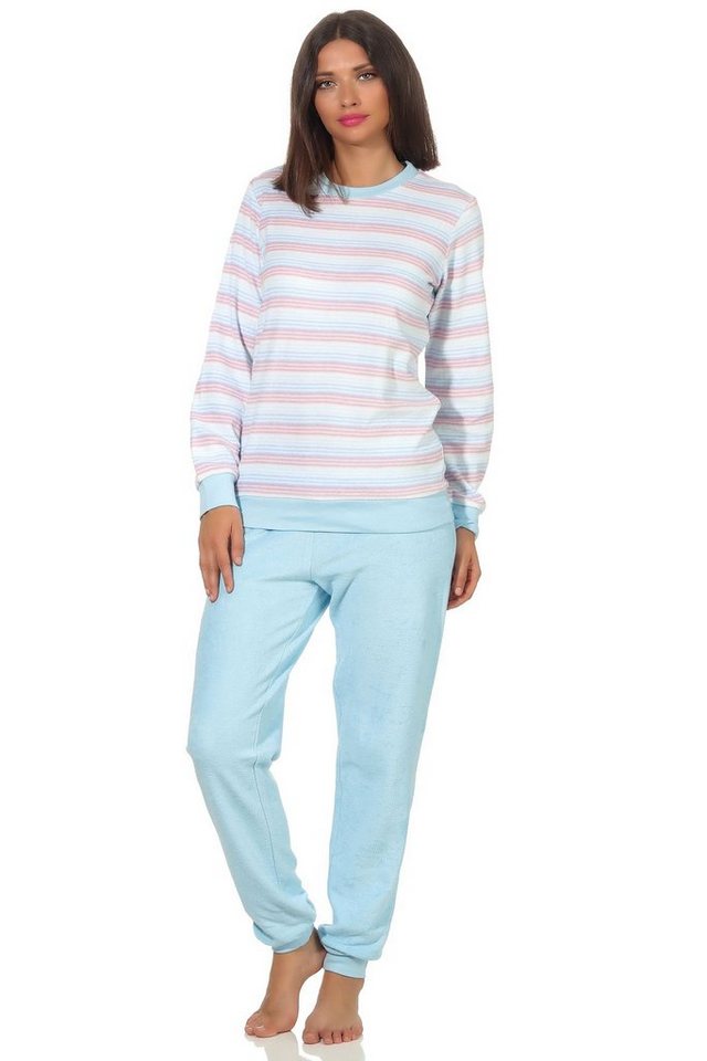 Normann Pyjama Damen Frottee Schlafanzug Mit Bündchen Pyjama In Edler