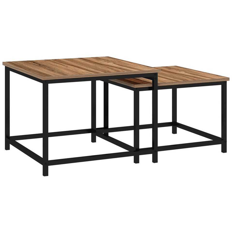 Homcom Couchtisch Sofatisch Im Industriedesign Mit Holzoptik