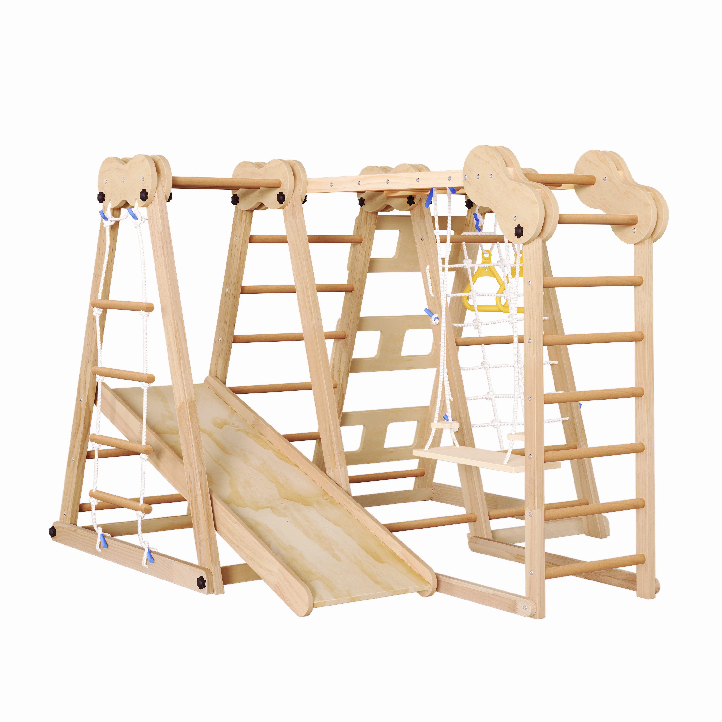 Rutaqian Klettergerüst 7 in 1 Kletterturm für Kinder, Faltbares Indoor-Spielgerät mit Rutsche ...