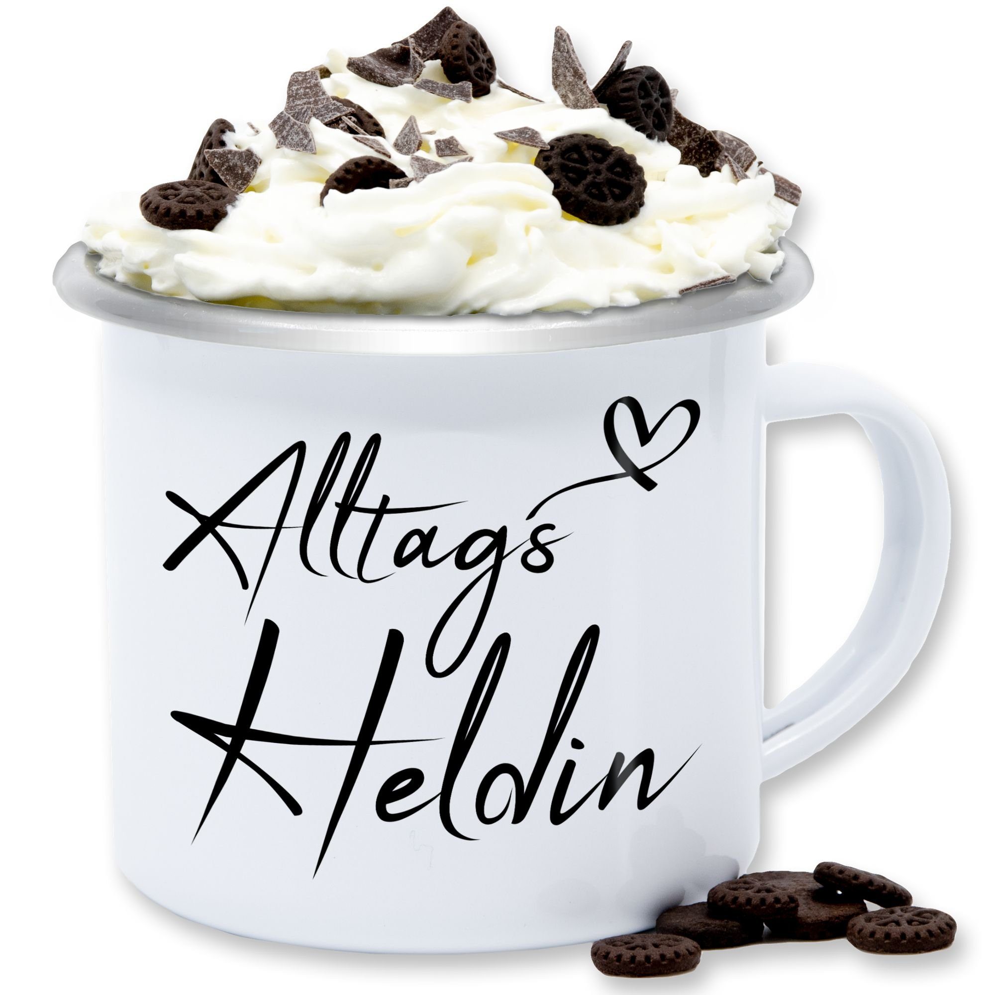 Shirtracer Tasse Alltags Heldin Kaffeetasse Mit Spruch Emaille