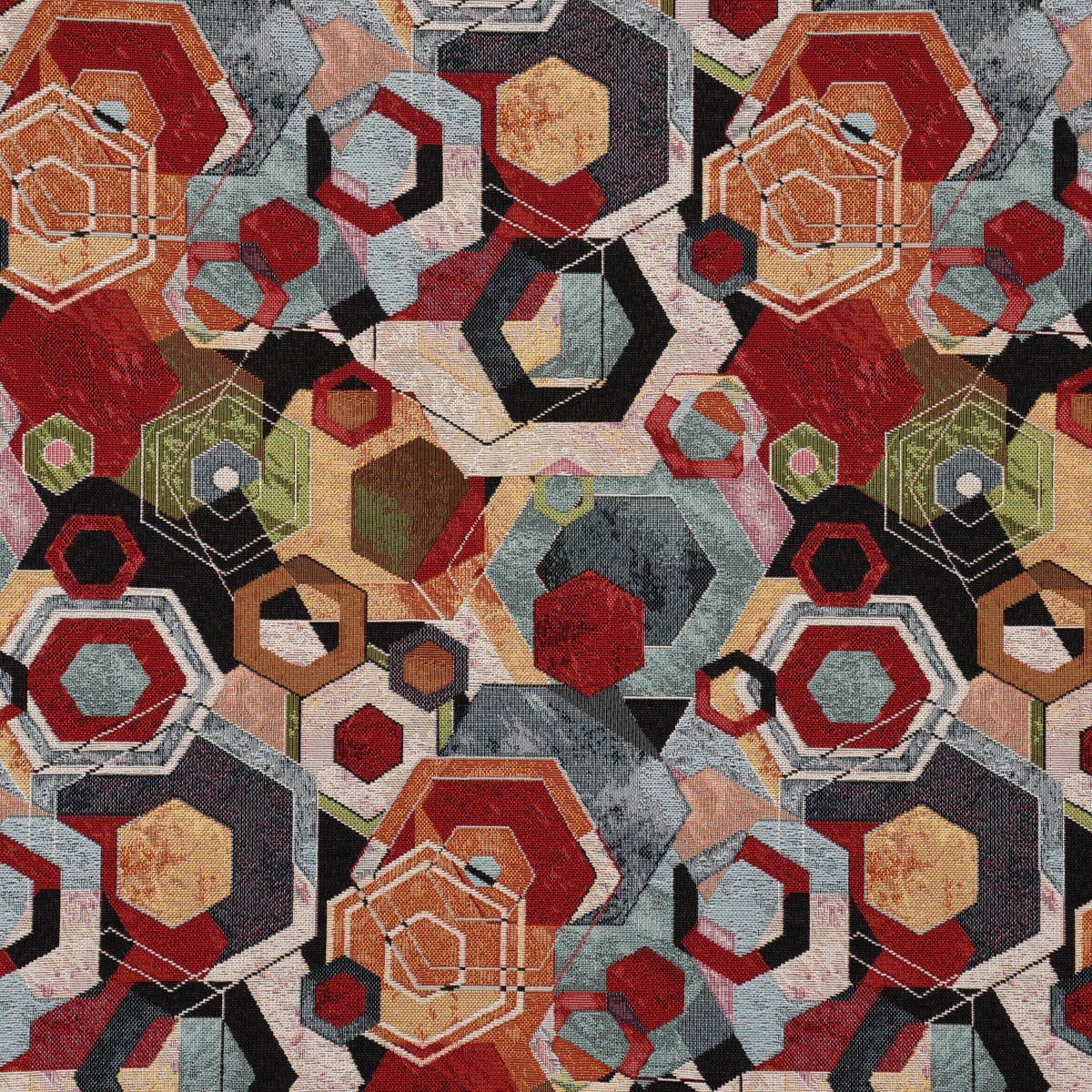 Stoff Dekostoff Gobelin Premium Geometric Colourful Art Hexagon Bunt 14m