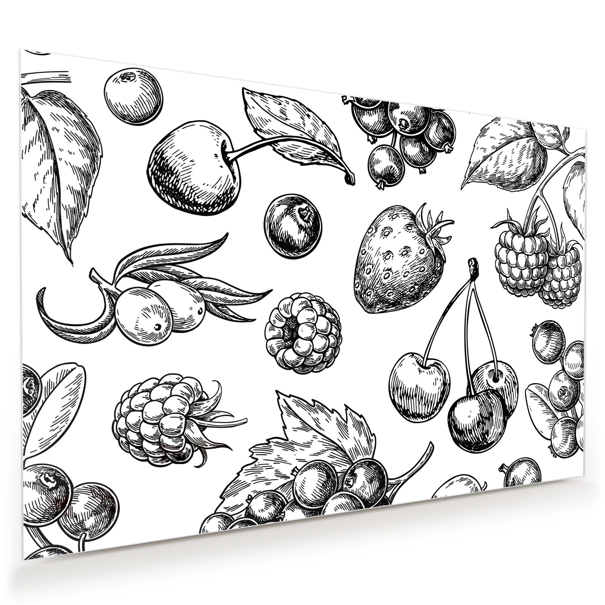 Primedeco Glasbild Wandbild Illustration Beeren Mit Aufhängung Früchte
