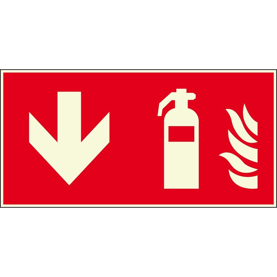 Dreifke Hinweisschild langnachl. Brandschutz Feuerlöscher unten, PVC, 30x15cm, ASR A1.3