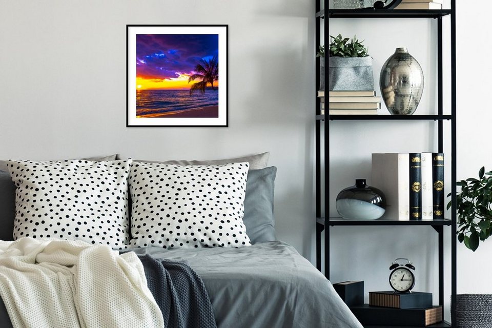 Muchowow Poster Palme Lila Sonnenuntergang Strand Meer 1 St