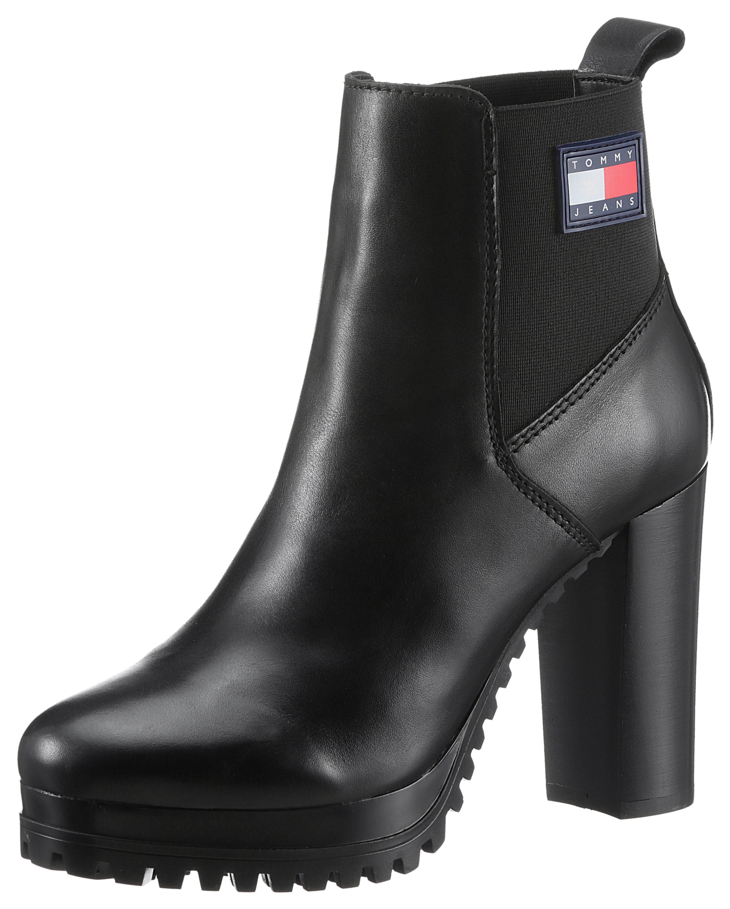 Tommy Jeans TJW NEW ESS HIGH HEEL BOOT High Heel Stiefelette Blockabsatz Partymode Ankleboots in schmaler Form