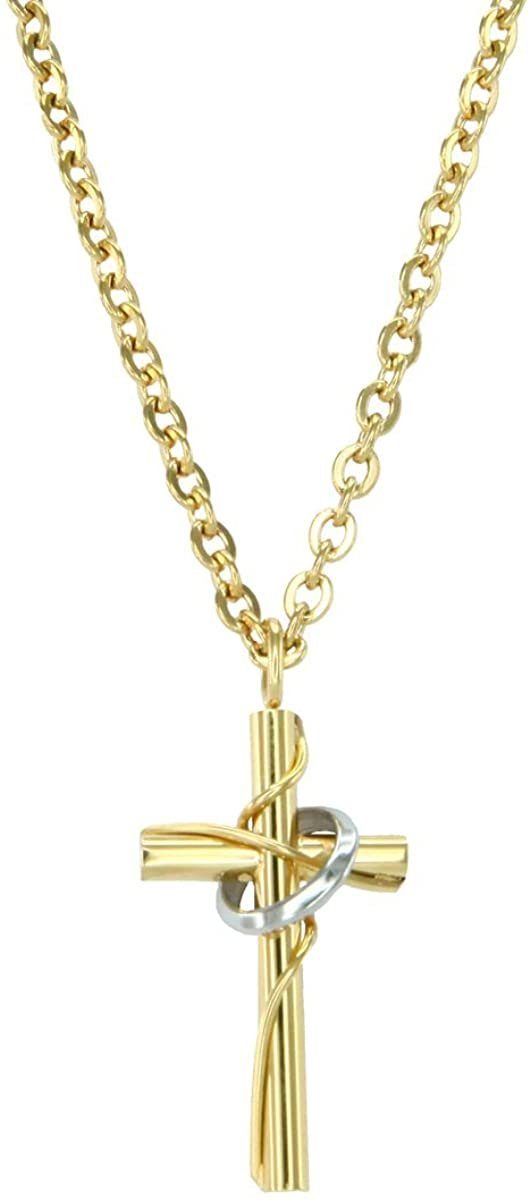 Karisma Kette mit Anhänger Karisma Unisex Edelstahl Kreuzanhänger Kette mit Ring Farbwahl - Gold