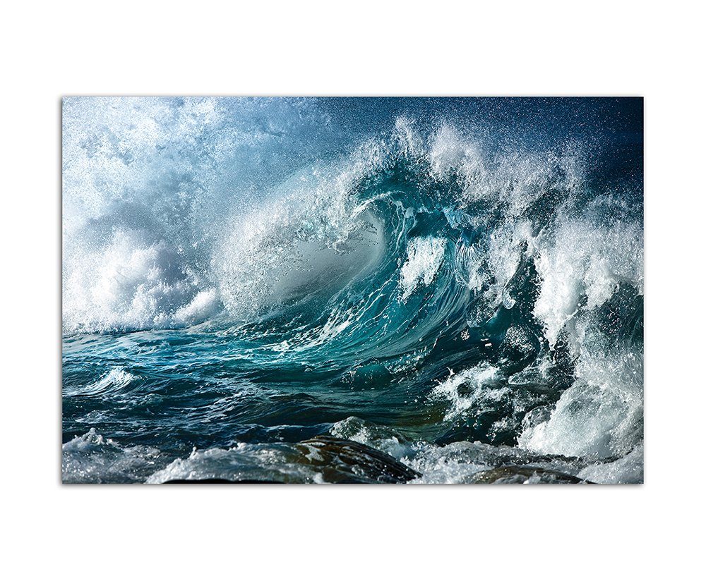 Sinus Art Leinwandbild 120x80cm Ozean Wellen Sturm