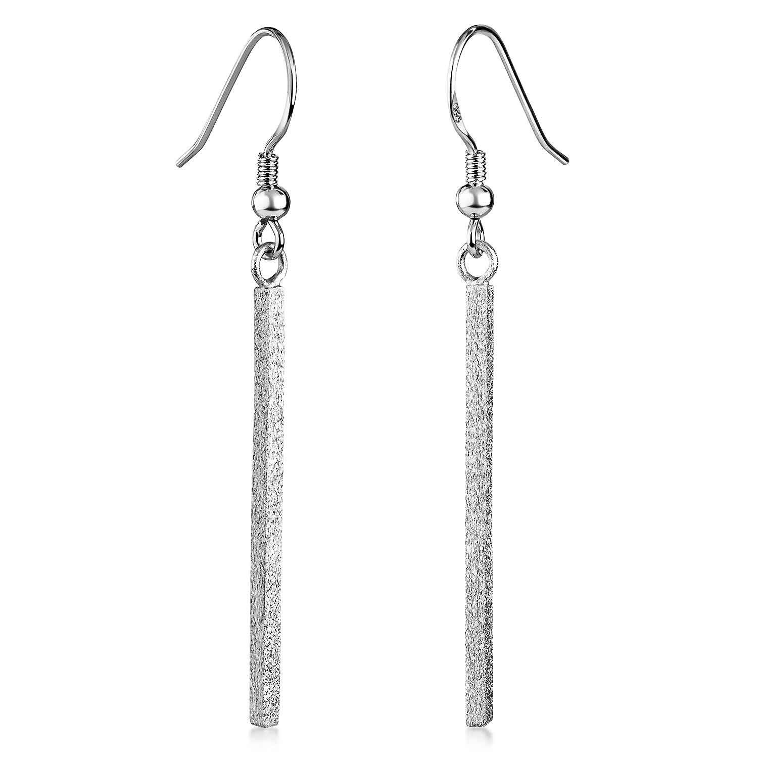 Materia Paar Ohrhänger Damen Silber Stäbchen Matt 50mm So 80 925