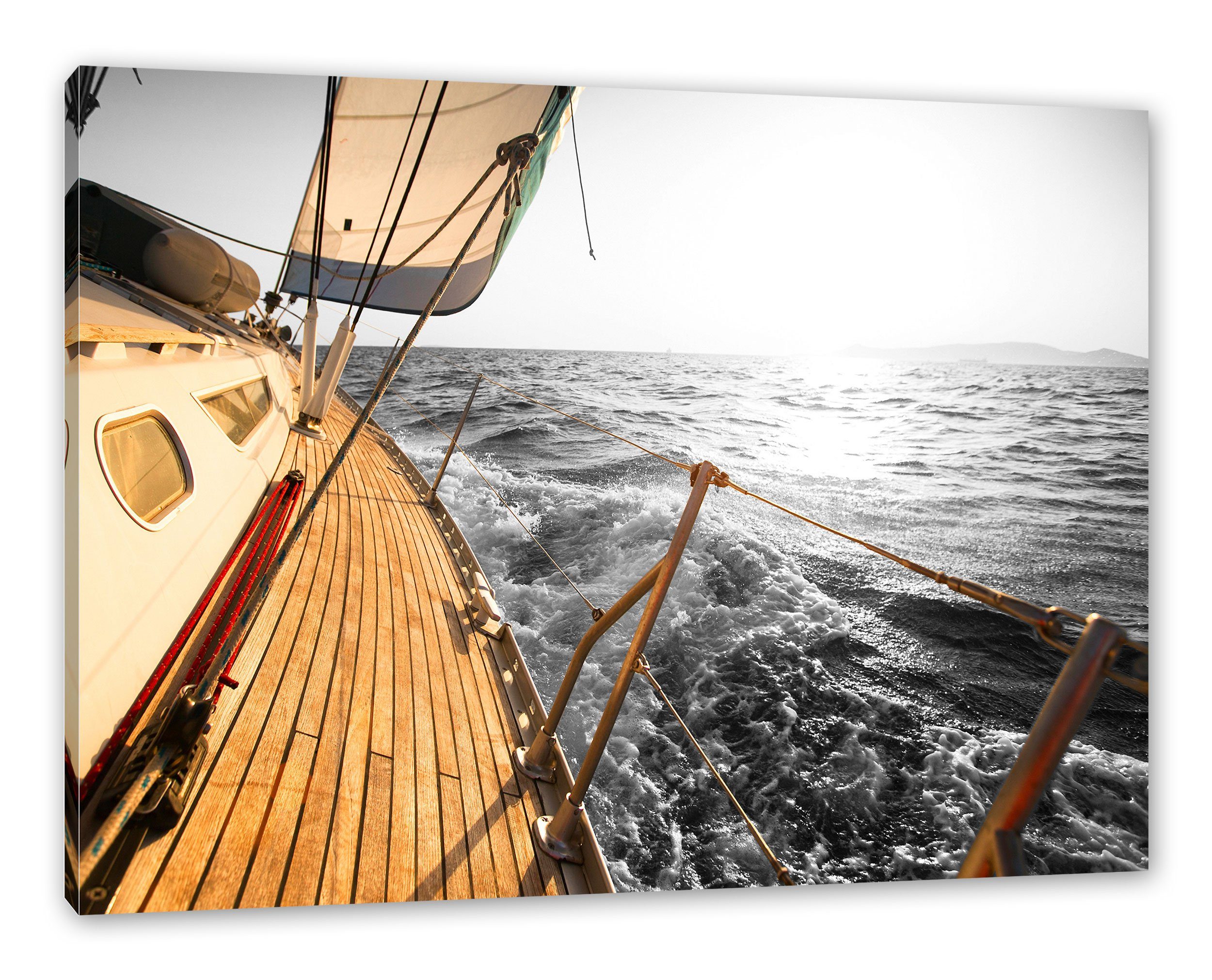 Pixxprint Leinwandbild Schief Liegendes Segelboot Schief Liegendes