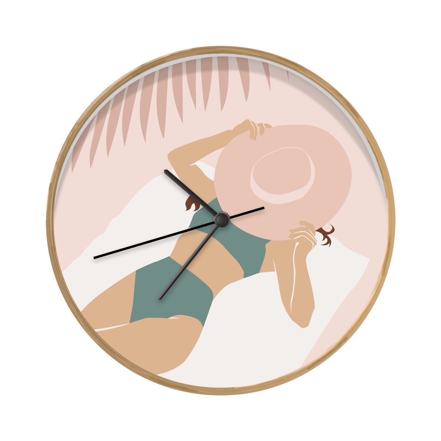 Muchowow Wanduhr Strand Hut Blätter Uhrwerk Wohnzimmer Küchenuhr