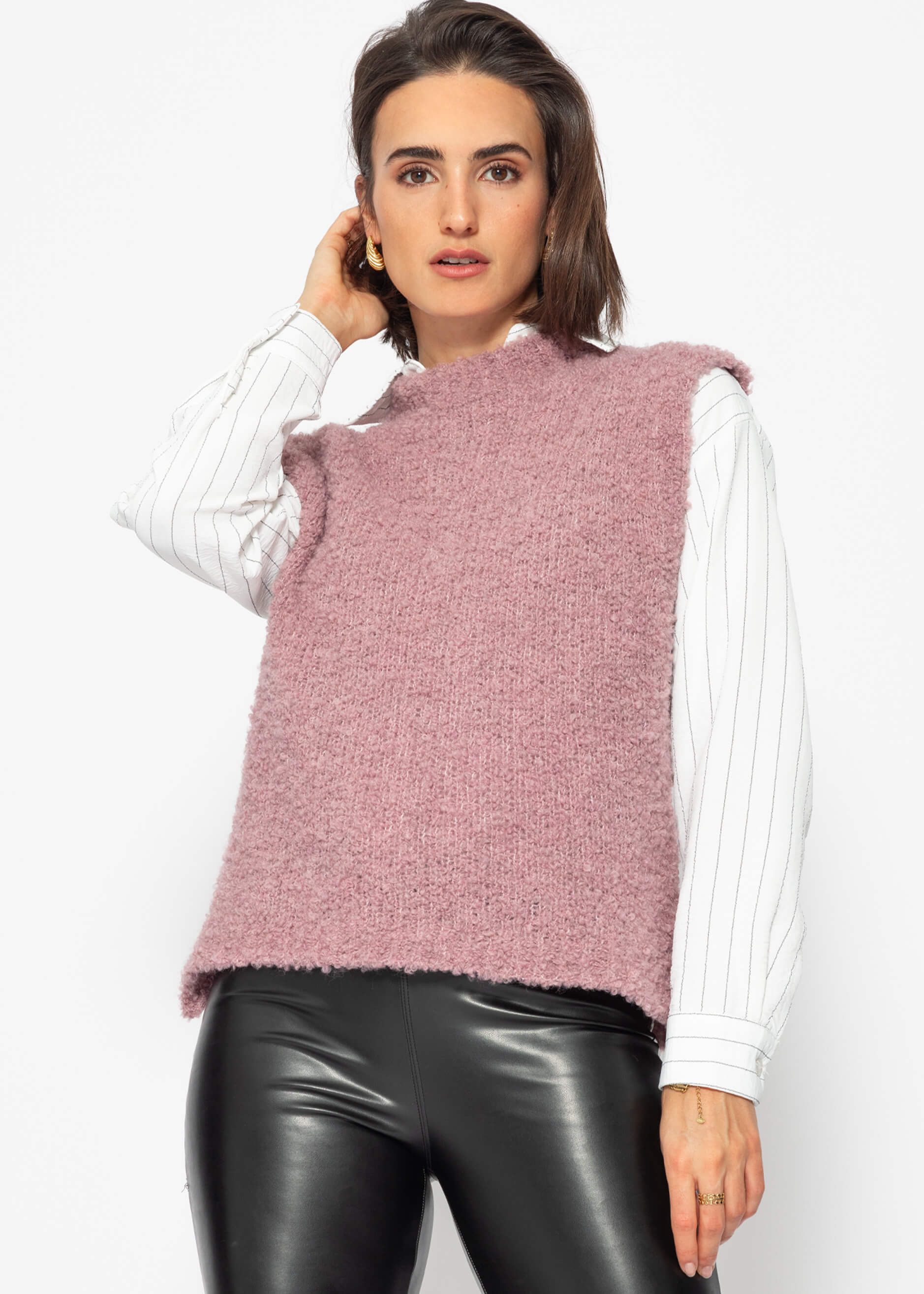 SASSYCLASSY Pullunder Lockerer Pullunder aus weichem Grobstrick Material