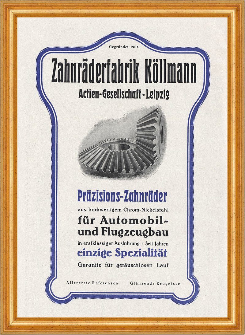 Kunstdruck Zahnräderfabrik Köllmann Leipzig Flugzeug Plakat Braunbeck Motor A3 36, (1 St)