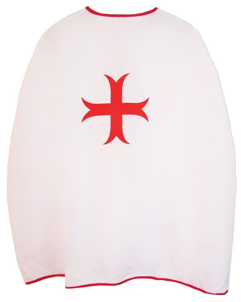 Das Kostümland Kostüm Ritter Umhang mit Wappen Kreuz Weiß Rot, Faschingskostüm, Karnevalskostüm