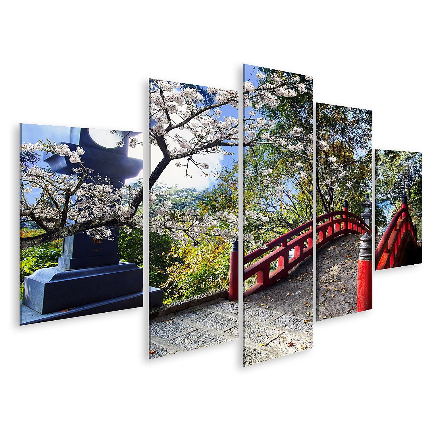 islandburner Leinwandbild »Bild auf Leinwand Schöne Sakura im Tempel Wandbild Poster Kunstdruck ...