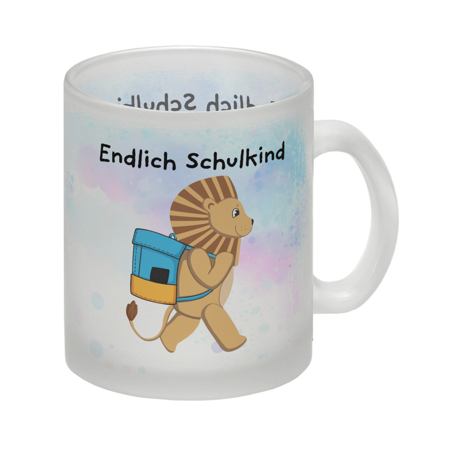 speecheese Tasse Endlich Schulkind Löwe Glas Tasse für die Einschulung