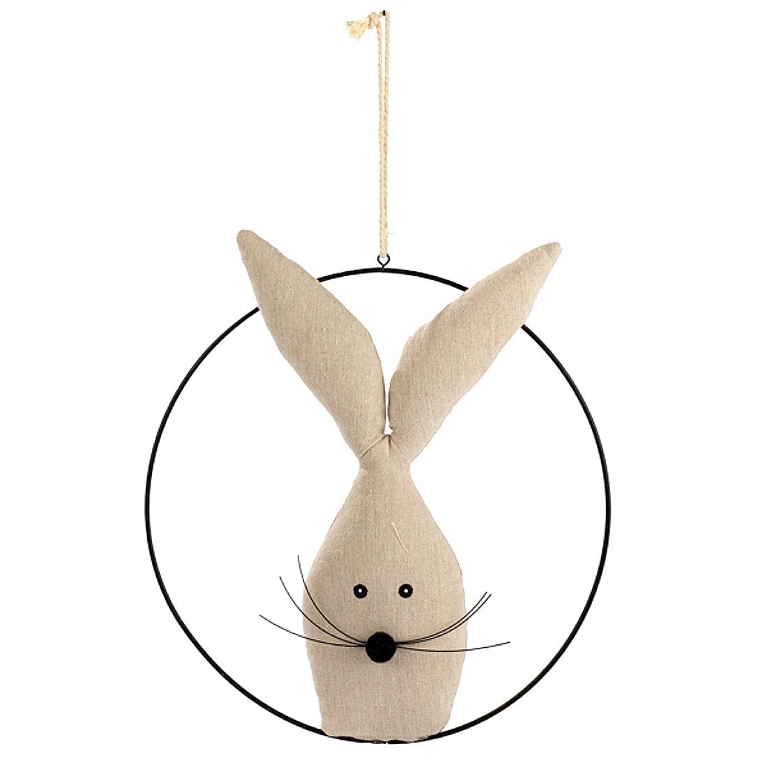 Macosa Home Osterhase Dekohase Im Metallring Creme Schwarz 30 Cm