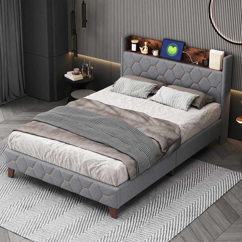 Okwish Polsterbett Doppelbett Stauraumbett Funktionsbett Gästebett