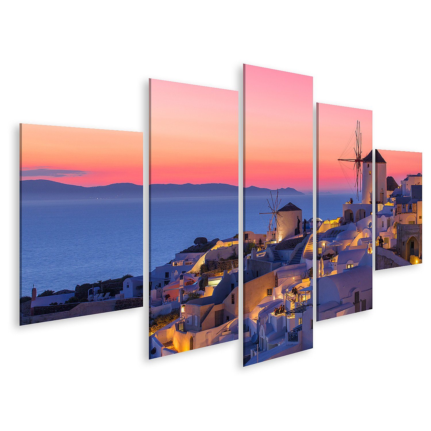 islandburner Leinwandbild Bild auf Leinwand Schöner Sonnenuntergang Santorini Griechenland Abend