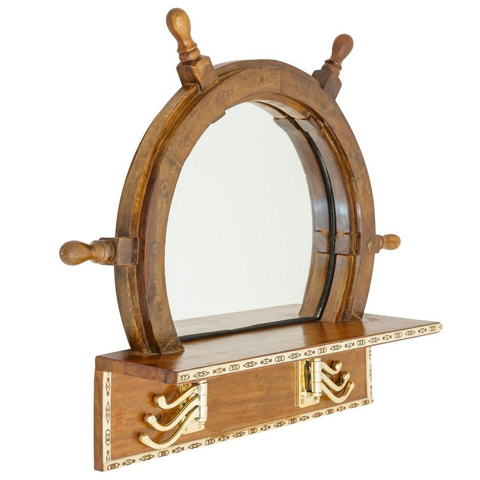 Aubaho Garderobenpaneel Garderobe Kleider Spiegel Steuerrad Schiff