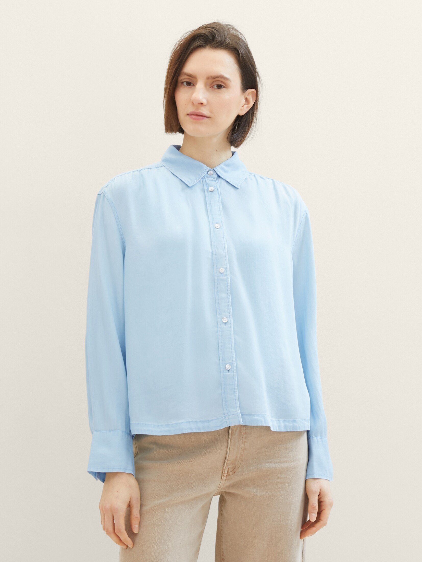 Tom Tailor Langarmbluse Bluse Mit Tenceltm Lyocell Aus Weichem Und