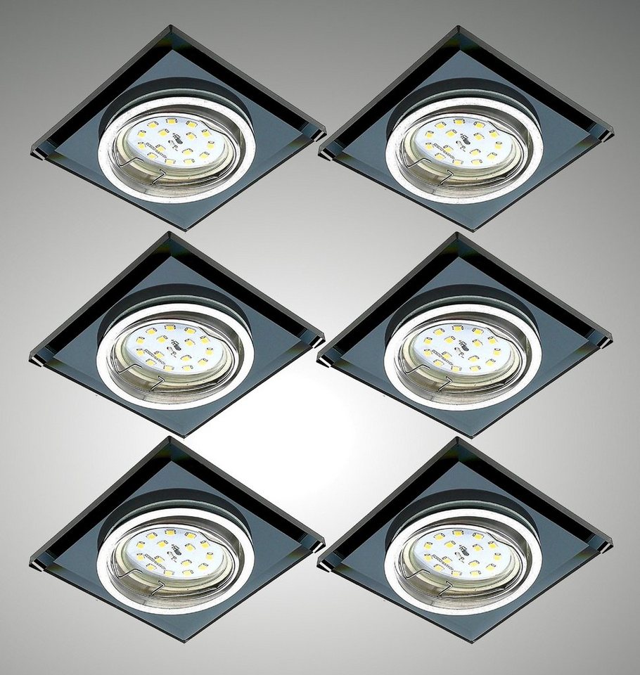 Trango Led Einbauleuchte 6er Set 6736s 06m6ksd Black Crystal Led