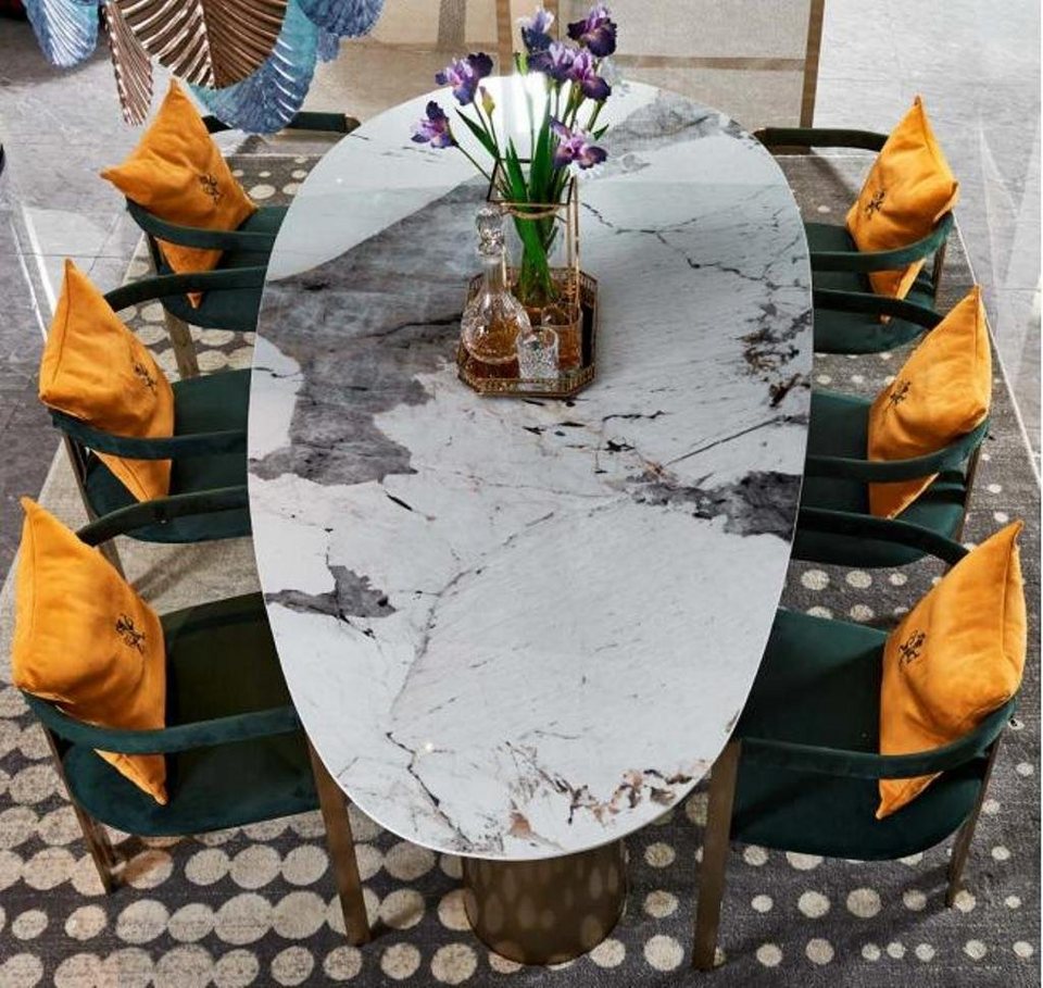 Jvmoebel Esstisch Esstisch Marmor Edelstahl Neu Kreative Modern Design