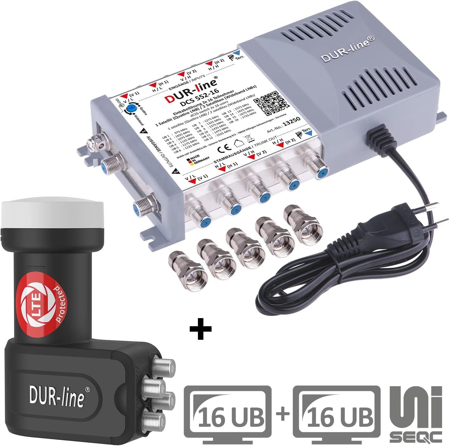 DUR-line DUR-line DCS 552-16 Unicable-Multischalter mit +Ultra Quattro ...