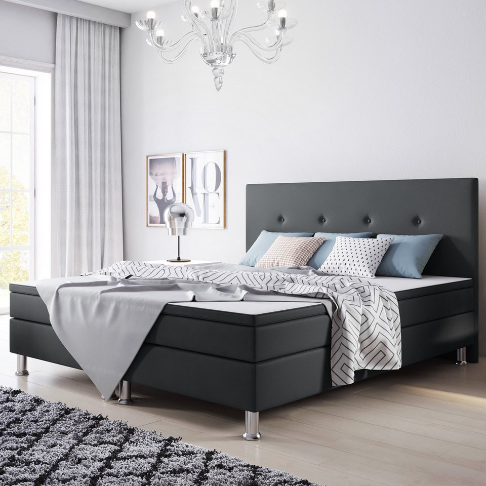 Inter Boxspringbett Jump 180x200 Webstoff Komplett Set Mit Matratze