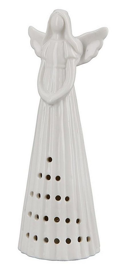 No Name Led Dekofigur Engelfigur Weiß Keramik Mit Led Timer H 18