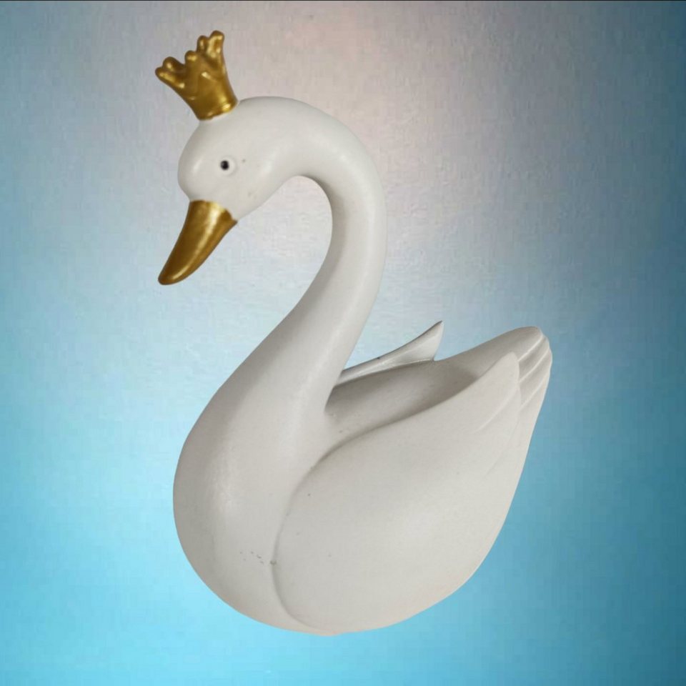 Aspinaworld Dekofigur Deko Schwan Figur Mit Gold Krone 14 Cm