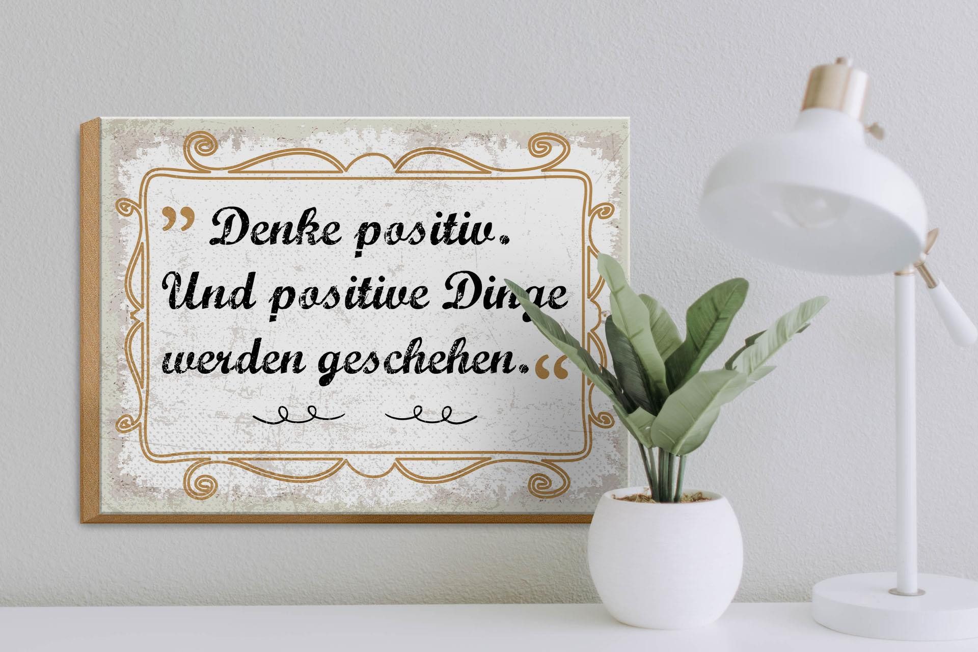 Femer GmbH Holzbild Spruch 30x40 cm Denk positiv und positive Dinge ...