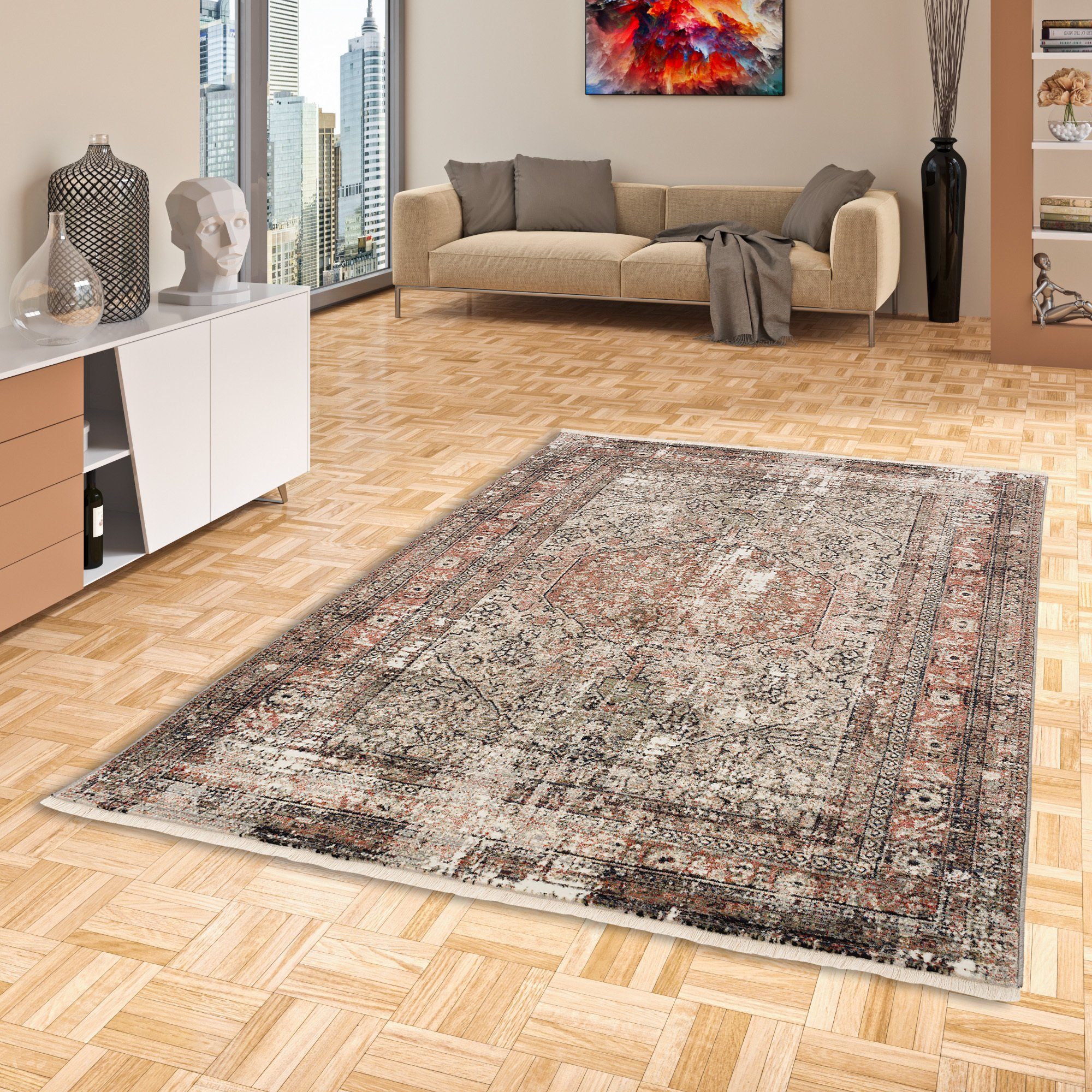 Designteppich Designer Teppich Nia Vintage Orient Bordüre Pergamon