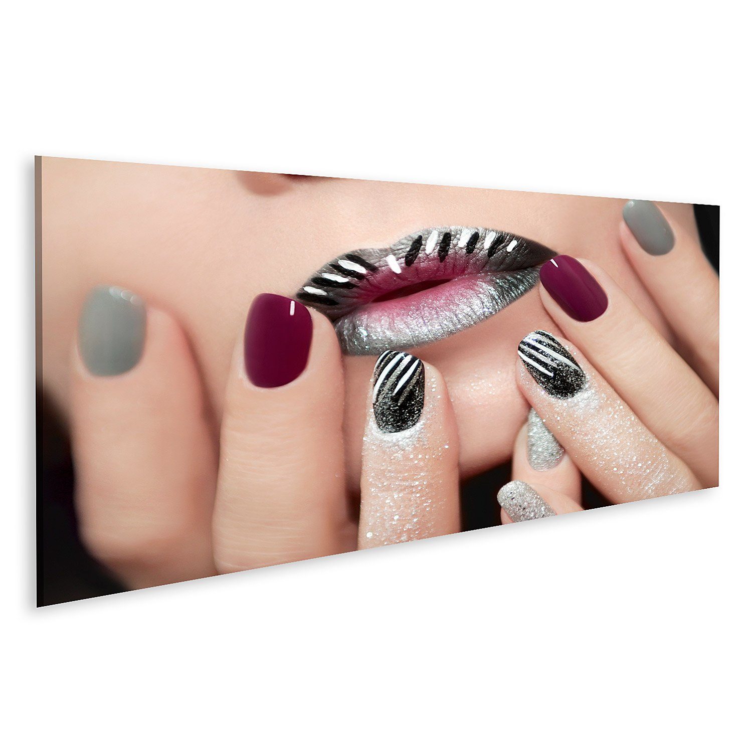 islandburner Leinwandbild »Bild auf Leinwand Design mit weißen und schwarzen Streifen auf den ...